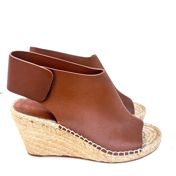 Celine | Shoes | Celine Leather Espadrille Wedge Sandals | Poshmark